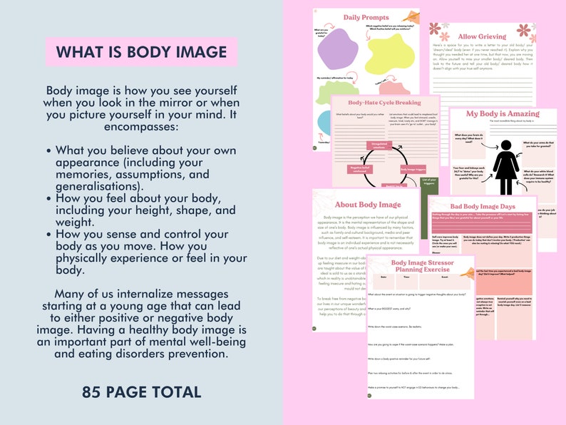 Body Image Workbook, Body Positive Worksheets, Body Acceptance, Eating ...