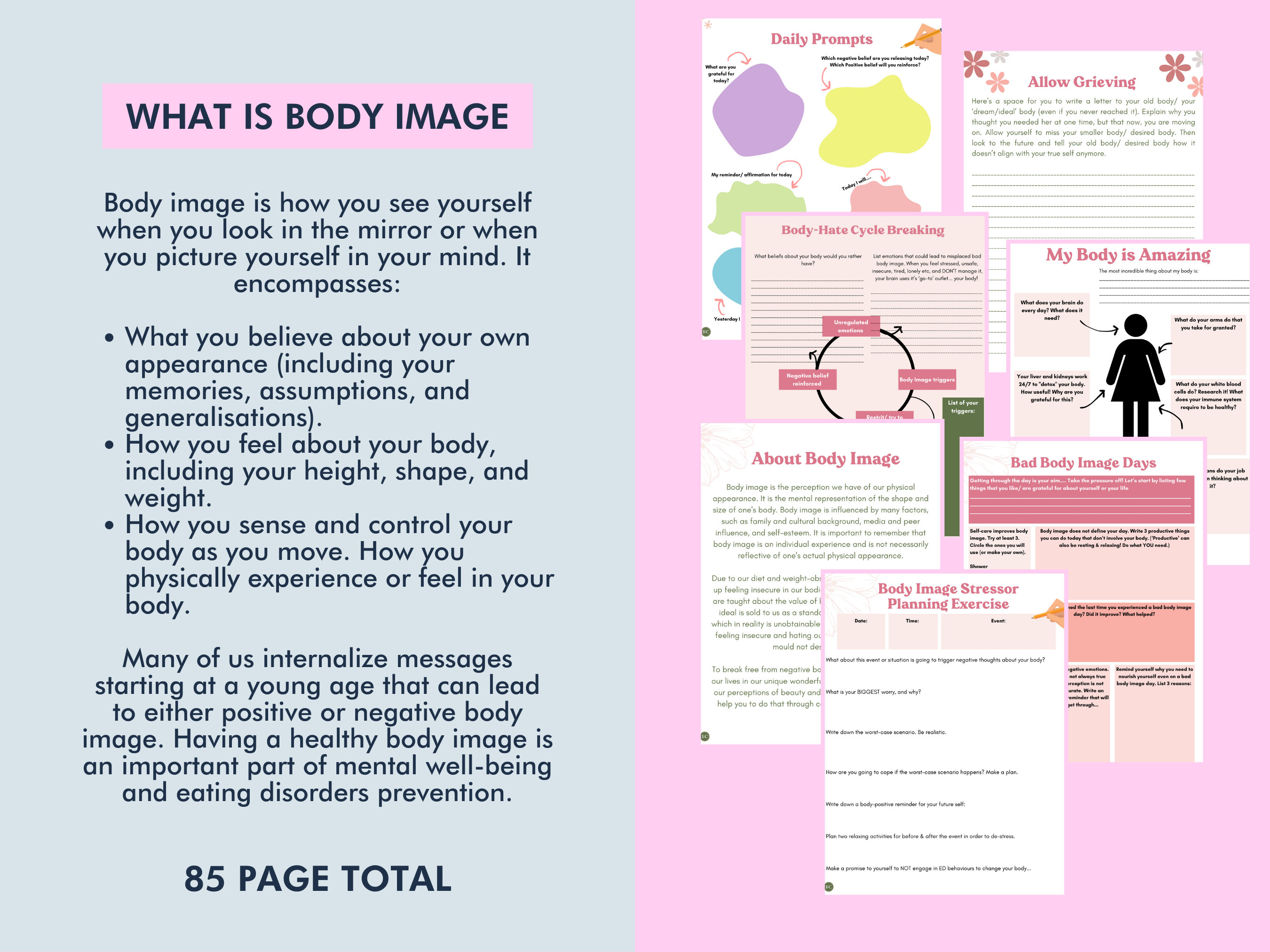 Body Image Workbook, Body Positive Worksheets, Body Acceptance, Eating ...