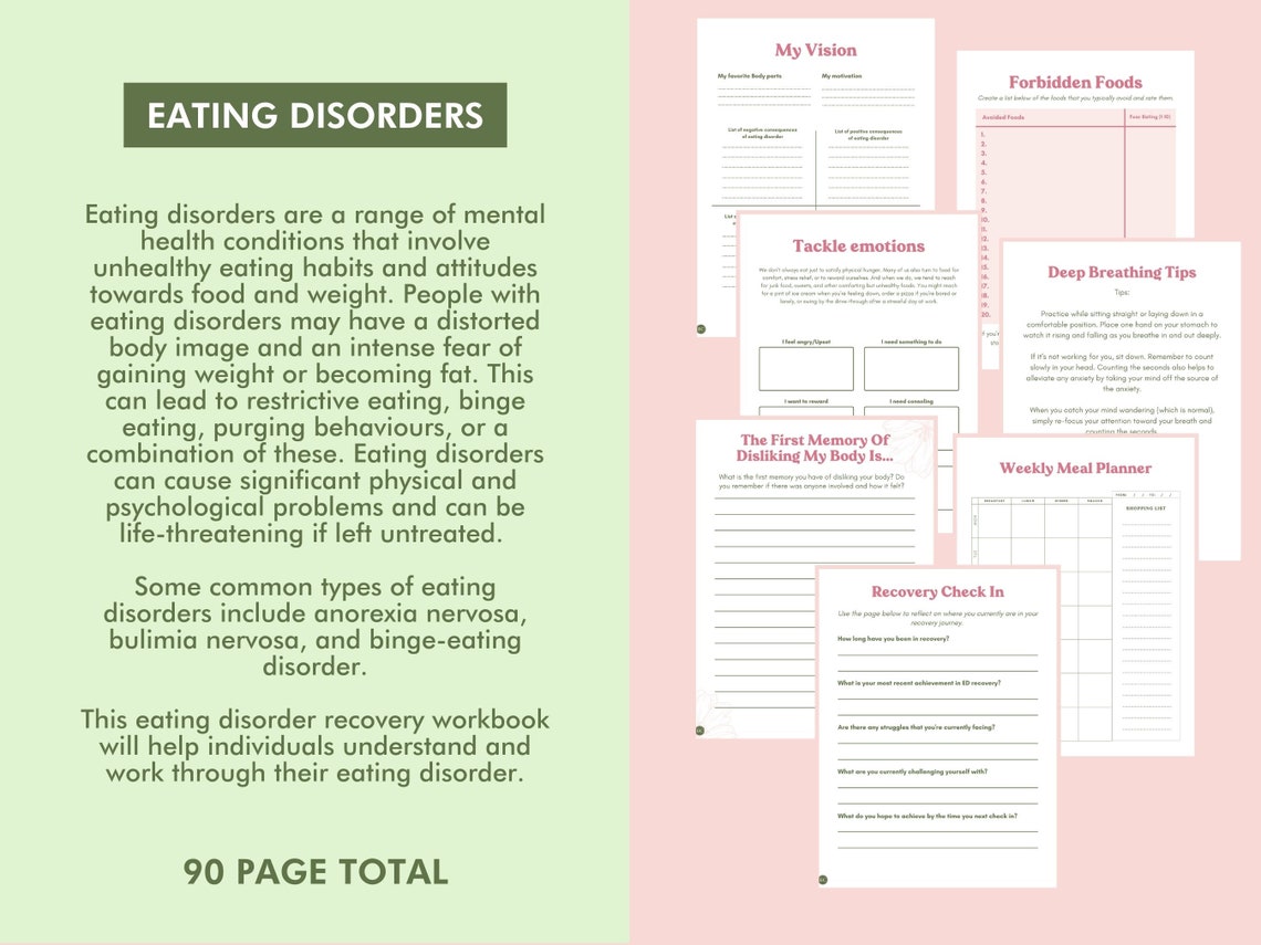 Eating Disorder Recovery Workbook, Psychologist Resources, Therapy ...