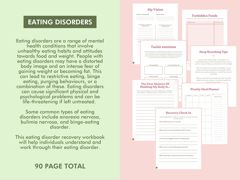 Eating Disorder Recovery Workbook, Psychologist Resources, Therapy ...