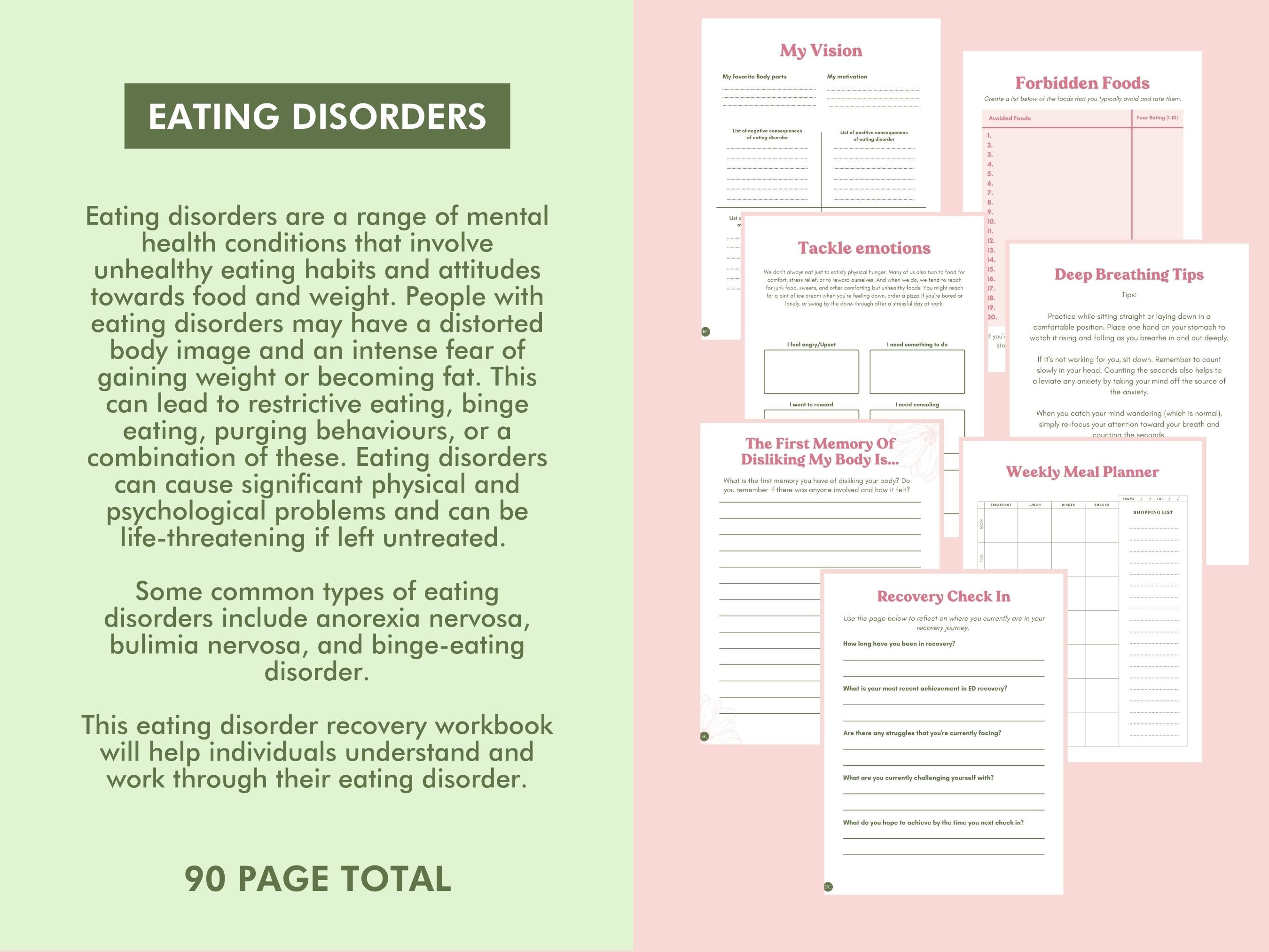 Eating Disorder Recovery Workbook, Psychologist Resources, Therapy ...