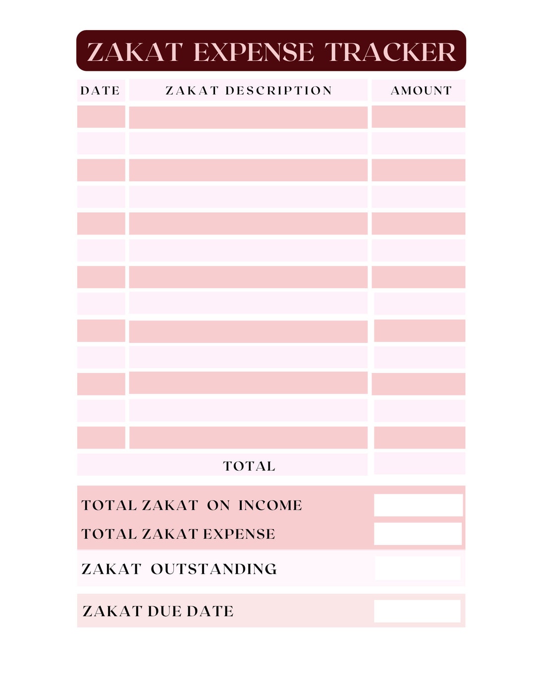 Zakat Expense Tracker Pinky Version - Etsy