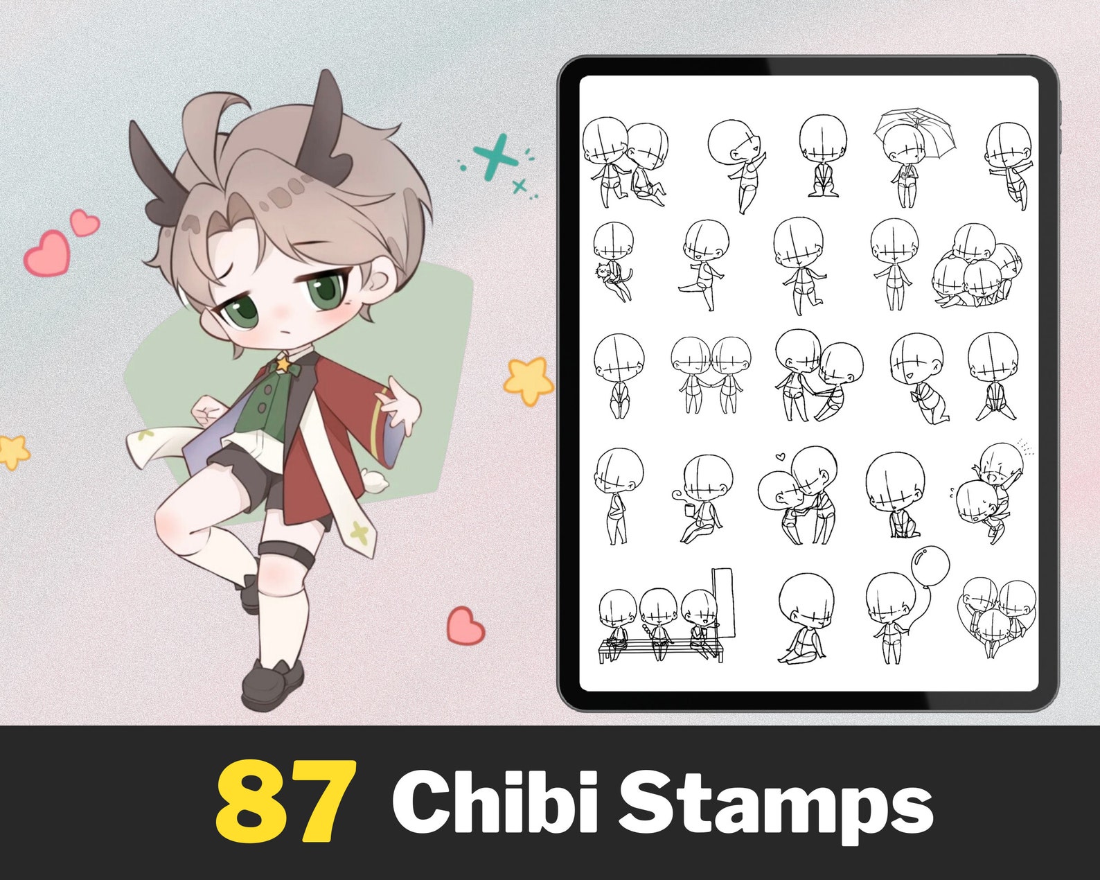 300 Procreate Manga Brushes and Stamps, Procreate Chibi Stamps ...