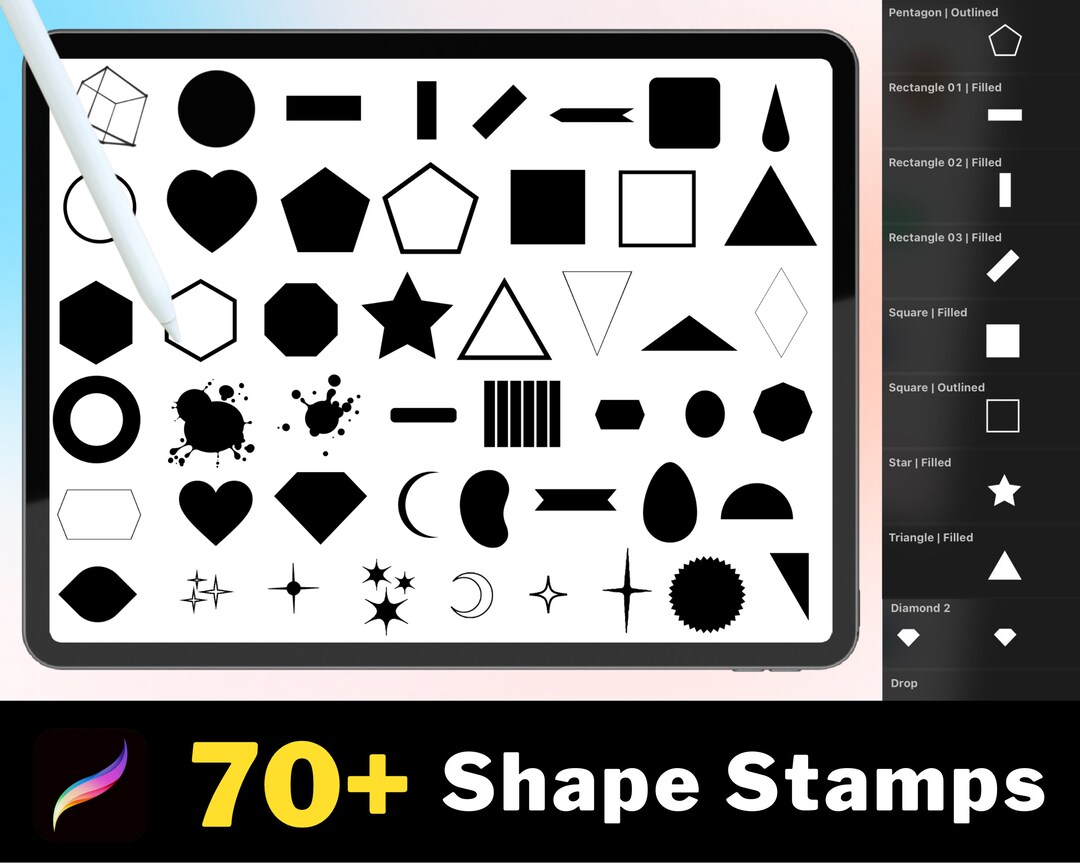 70+ Procreate Shape Stamps, Procreate Geometric Shape Stamps, Procreate ...