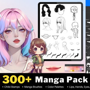 300+ Procreate Manga Brushes and Stamps, Procreate Chibi Stamps ...
