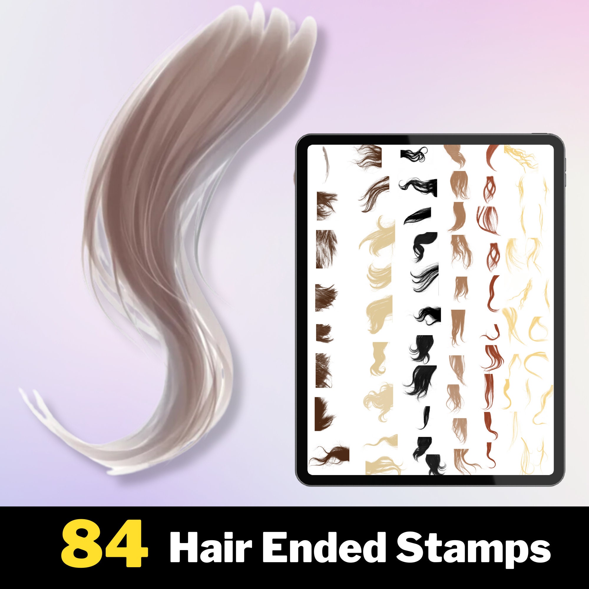 380+ Procreate Hair Brushes and Stamps, Realistic Anime Hair (digital ...