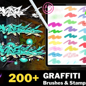 200+ Procreate Graffiti Brushes & Stamps, Procreate Lettering ...