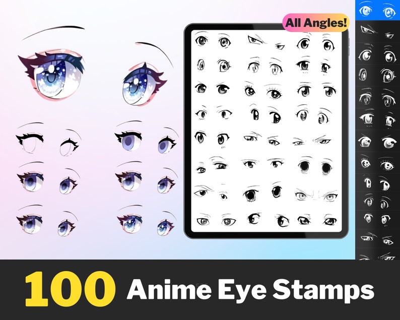 100 Anime Manga Eye Stamps, Procreate Brushes (digital Download) - Etsy ...
