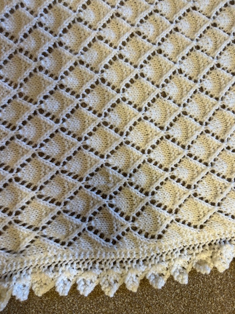 Hand Knitted White Baby Pram Blanket - Etsy UK