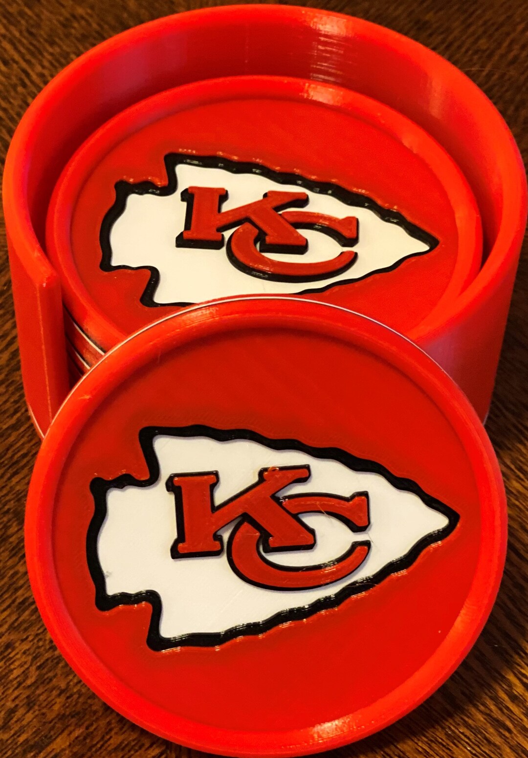 KC Chiefs Coaster (set of 6) With Holder - Etsy