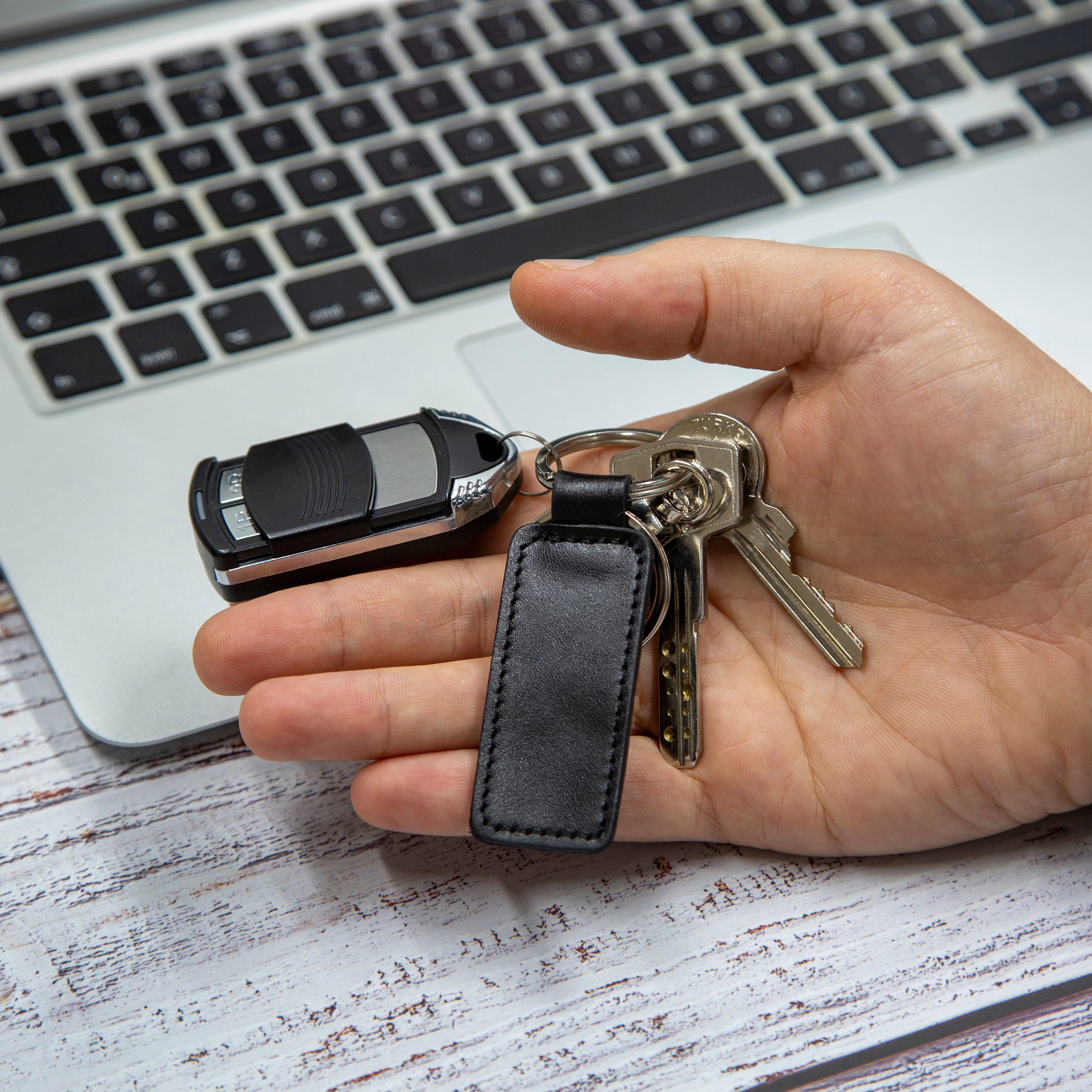 Personalized Keychain, Custom Leather Keyring, Engraved Leather Key ...