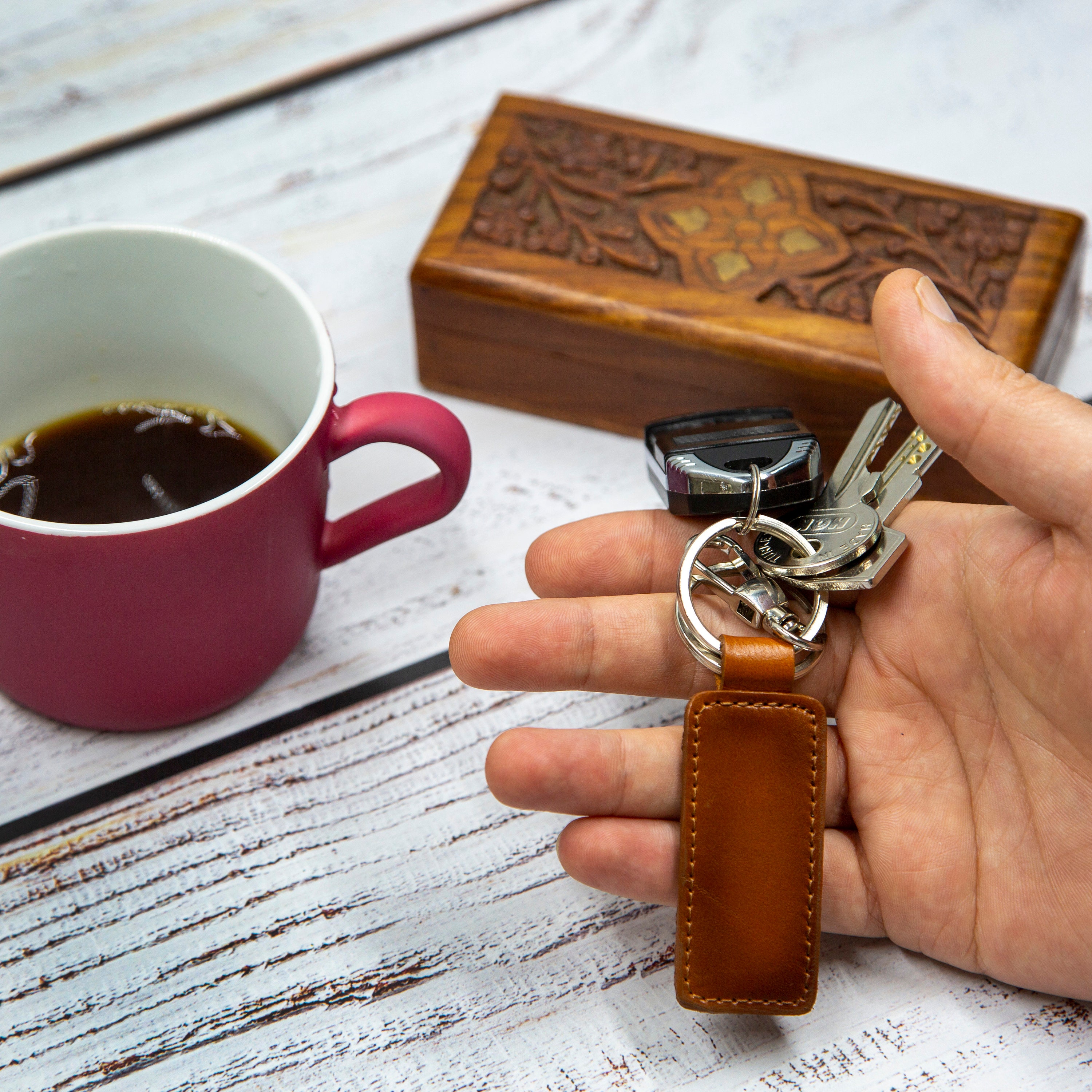 Personalized Keychain, Custom Leather Keyring, Engraved Leather Key ...