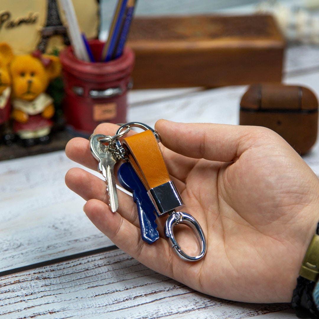 Full Grain Leather Keyring, Key Loop Gift, Handmade Key Fob, Keychain ...