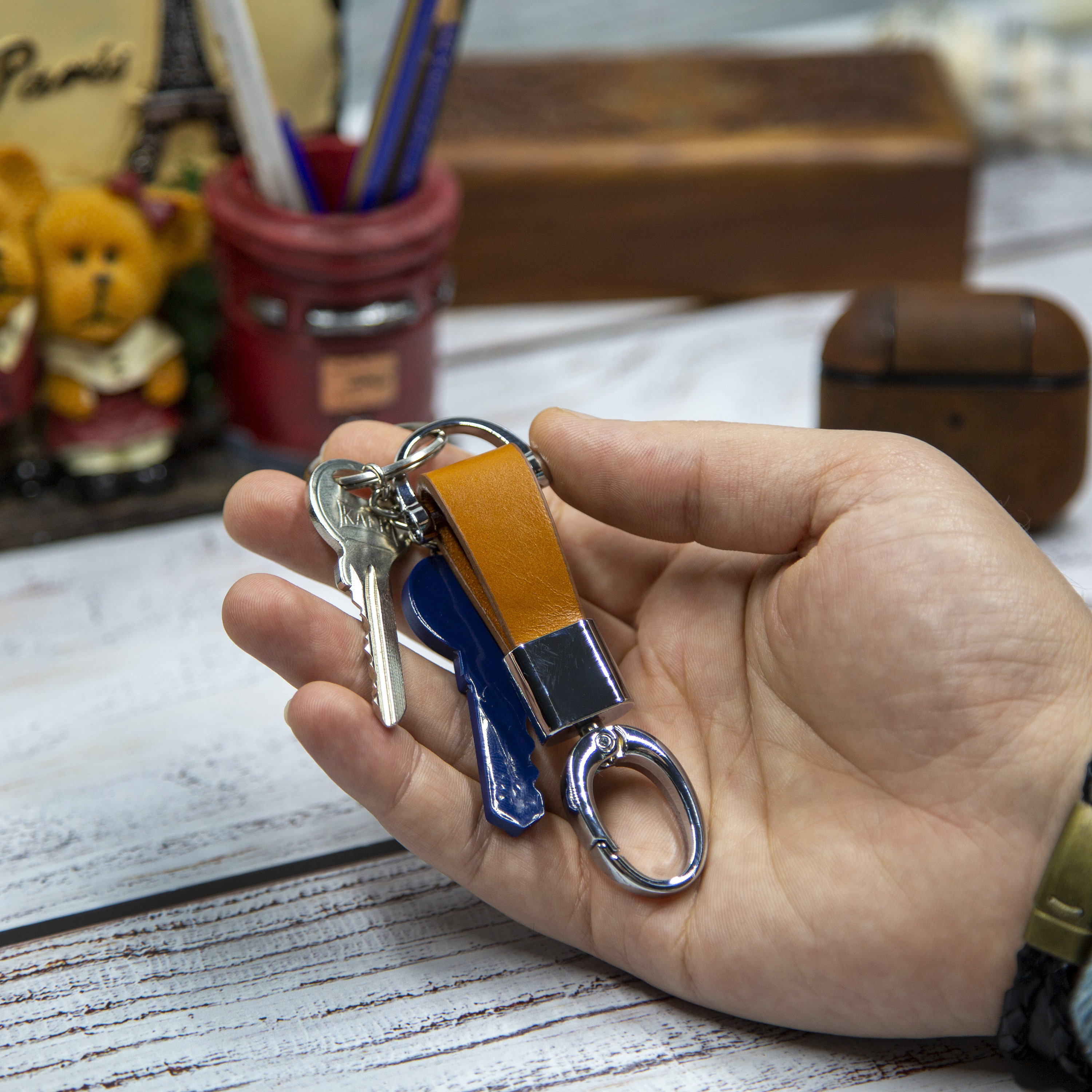 Full Grain Leather Keyring, Key Loop Gift, Handmade Key Fob, Keychain ...