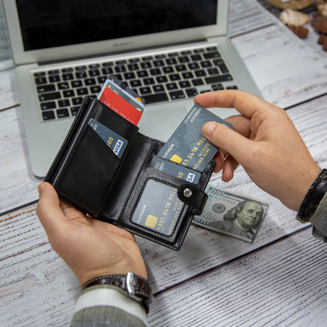 Leather Wallet for Men, Personalized Wallet, Engraved Wallet, RFID ...