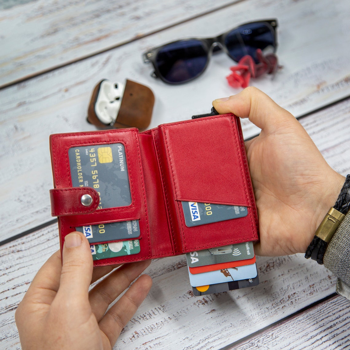 Leather Wallet for Men, Personalized Wallet, Engraved Wallet, RFID ...