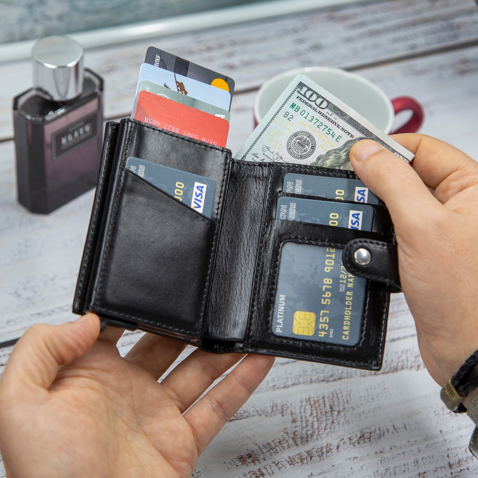 Leather Wallet for Men, Personalized Wallet, Engraved Wallet, RFID ...