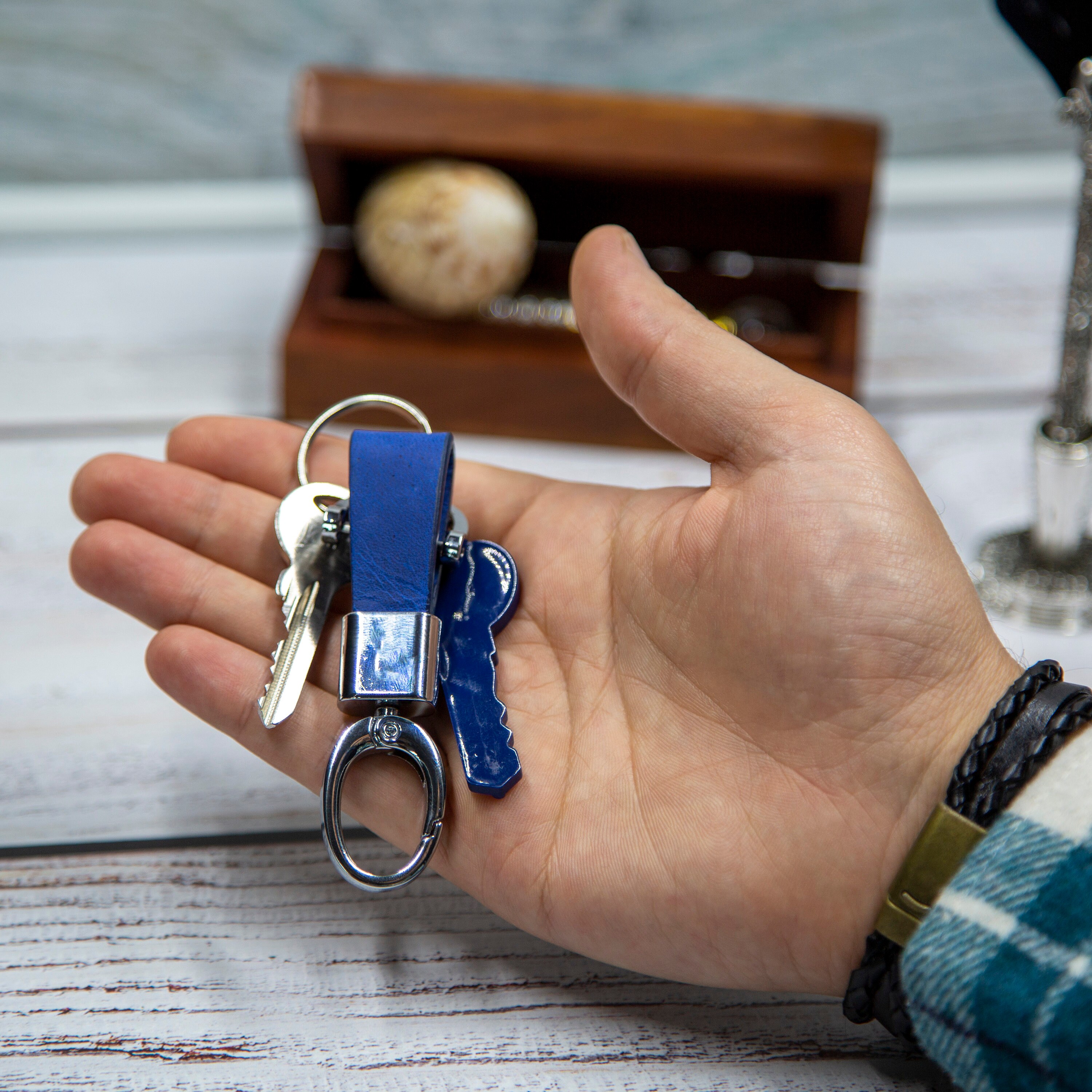 Full Grain Leather Keyring, Key Loop Gift, Handmade Key Fob, Keychain ...