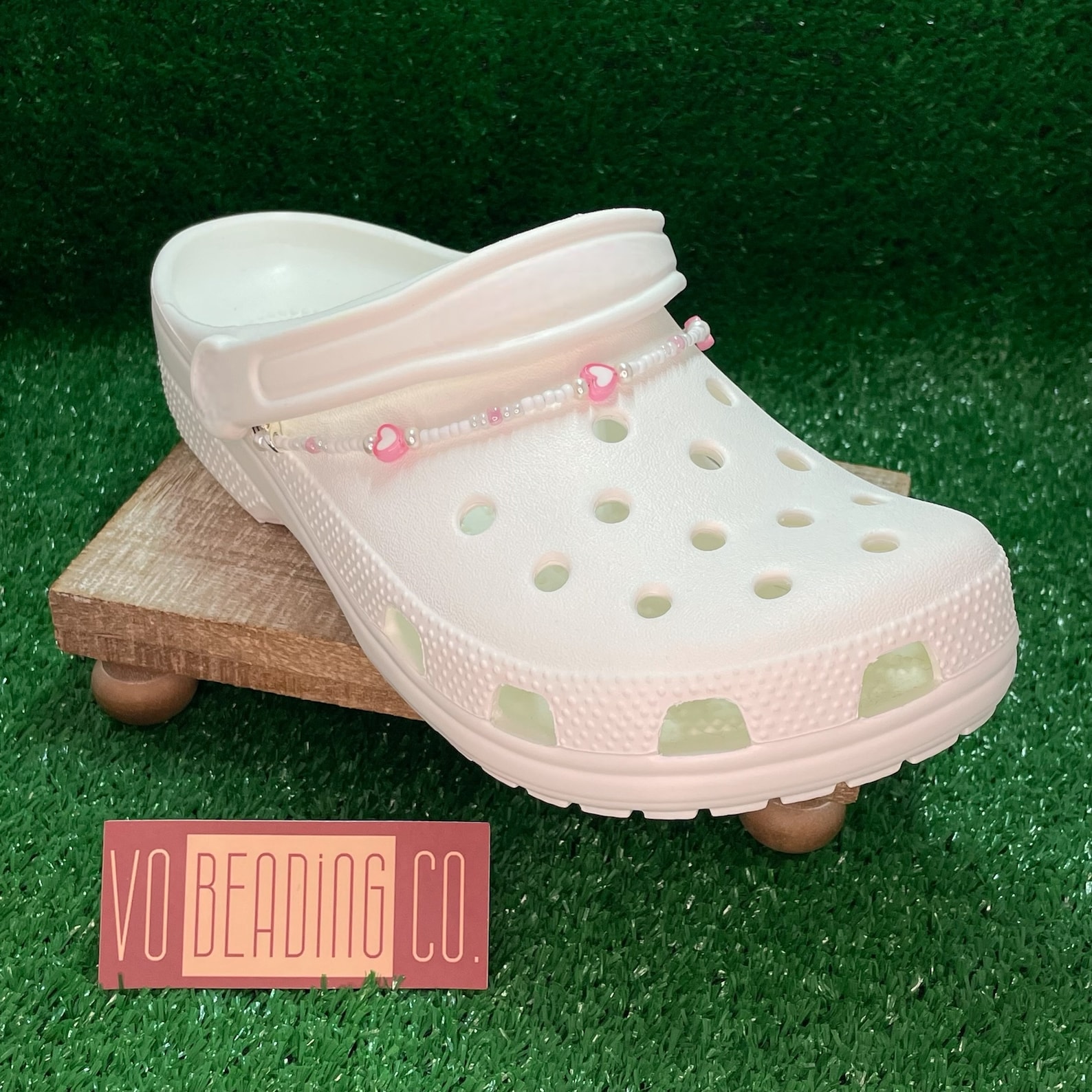 Pink Hearts & Pearls Croclette /heart Croc Chain / - Etsy