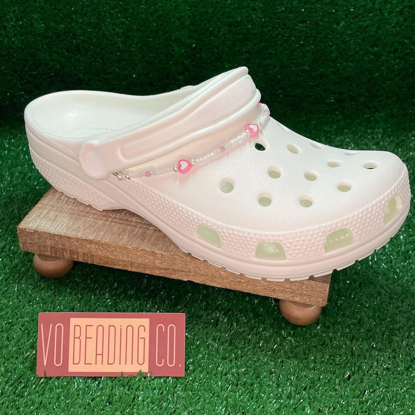 Pink Hearts & Pearls Croclette /heart Croc Chain / - Etsy