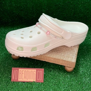 Pink Hearts & Pearls Croclette /heart Croc Chain / Personalized Jewelry ...