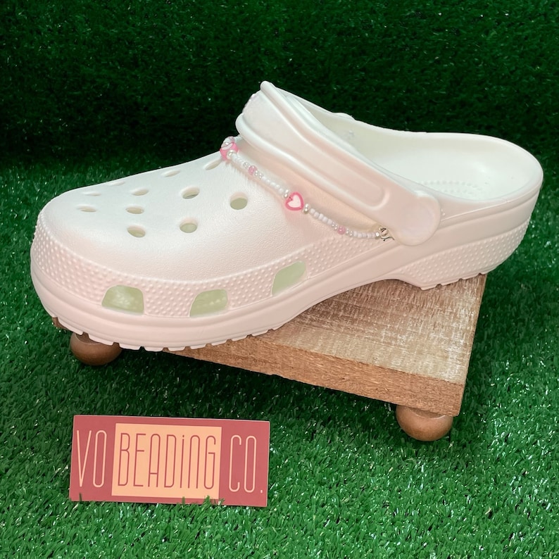 Pink Hearts & Pearls Croclette /heart Croc Chain / - Etsy