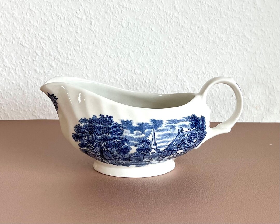 Vintage British Anchor Memory Lane Blue White Ironstone Sauce Bowl ...