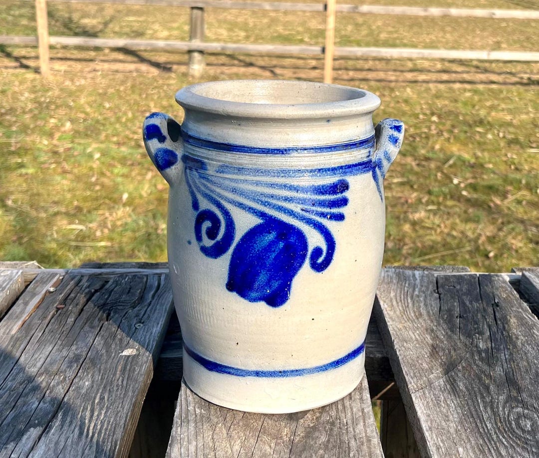 Antique Salt Glazed Stoneware Pot, German Pottery 2 Liter for Cottage ...