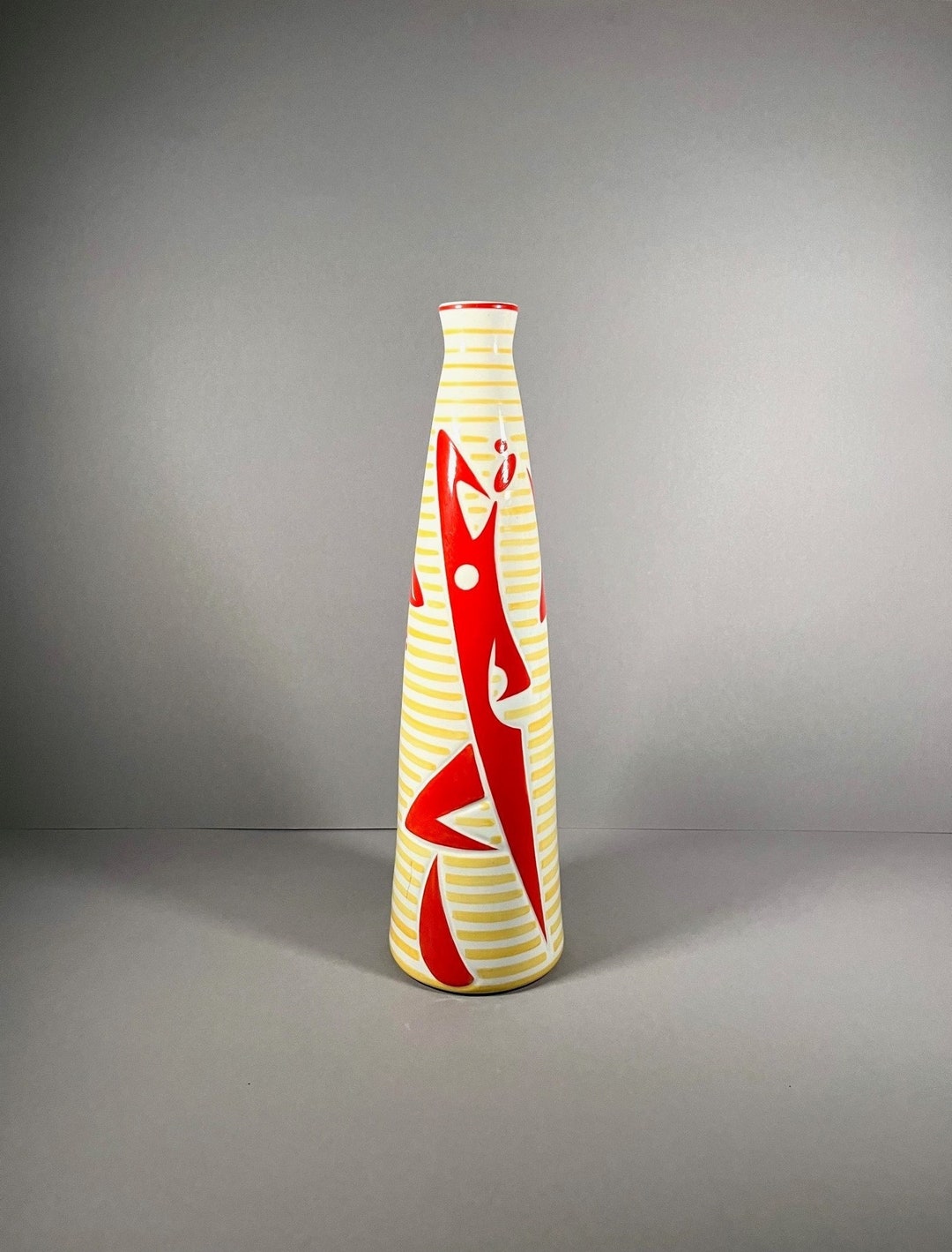 Art Deco Vase, MCM Vase for Flowers, Zsolnay Porcelain Mid Century Tall ...