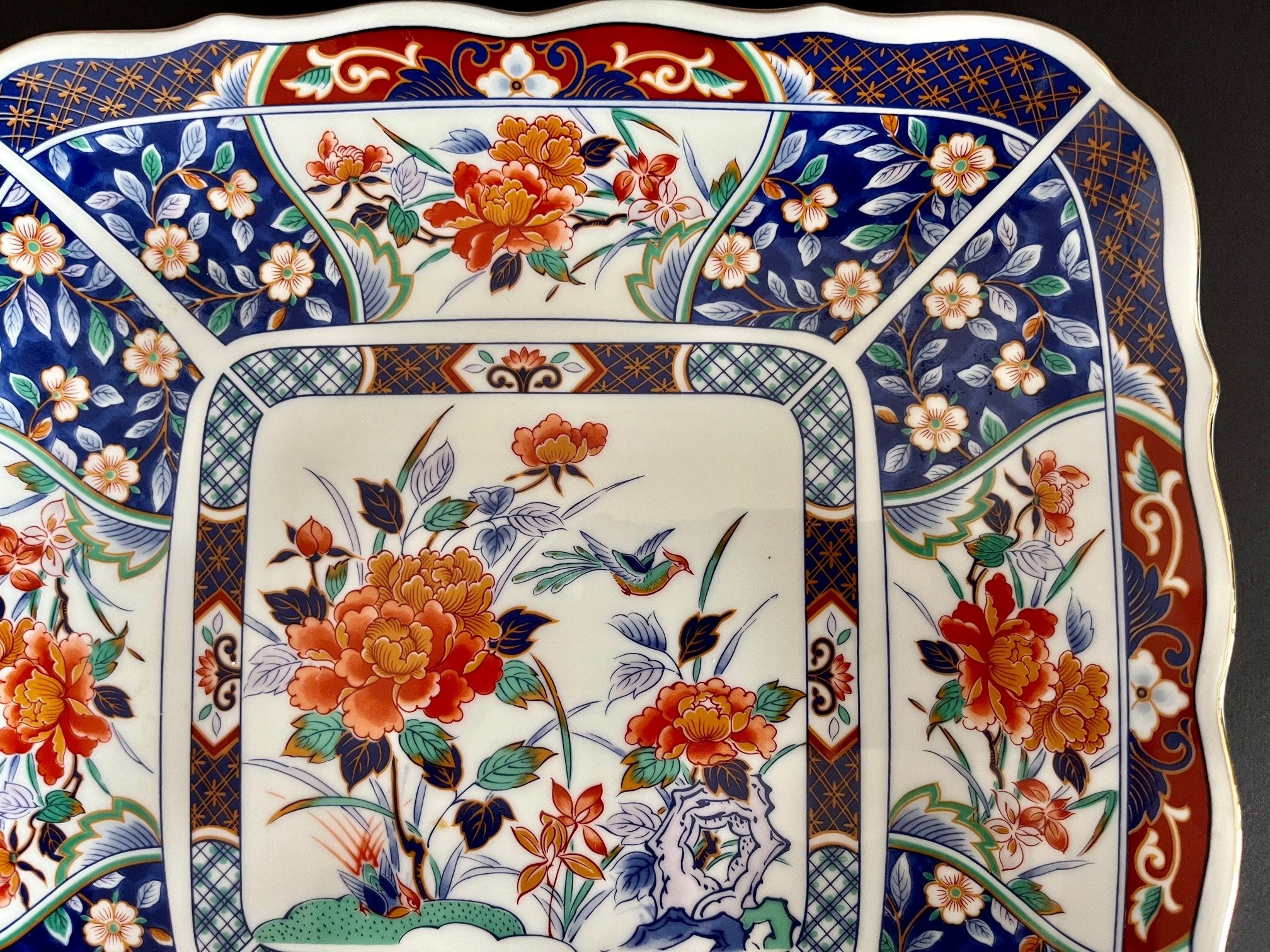 Large JAPANESE IMARI PLATE, Vintage Porcelain Serving Dish, Hand ...