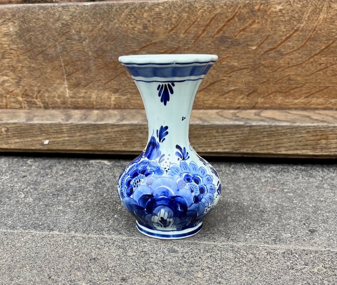 Small DELFT BLUE VASE, Hand Painted Vase, Blue and White Vase, Ceramic ...