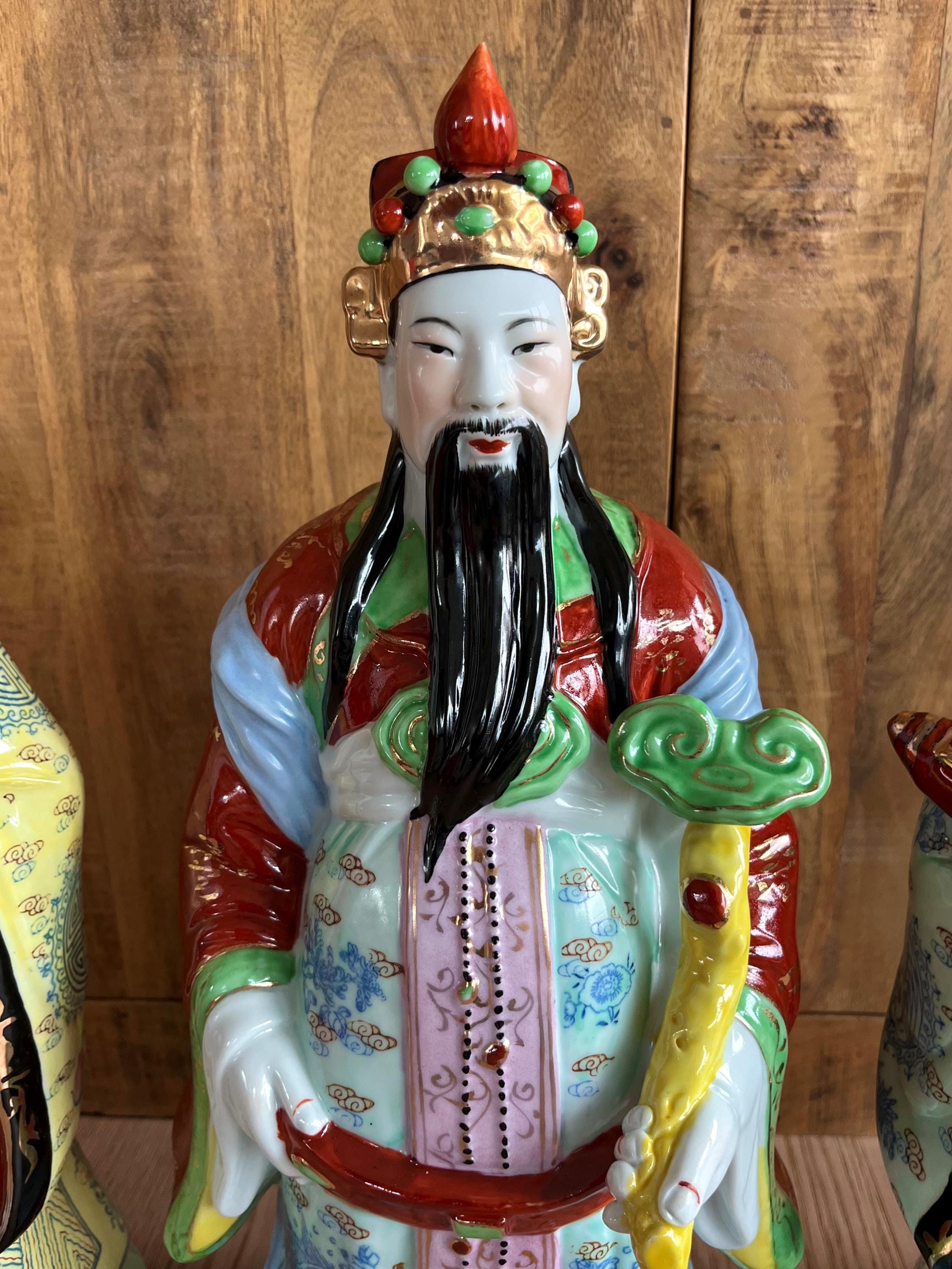 Fu Lu Shou Chinese Porcelain Statues 45 Cm / 17.7", Large Vintage ...