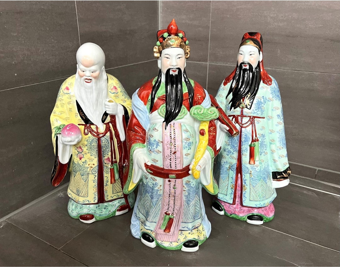 Fu Lu Shou Chinese Porcelain Statues 45cm, Chinese God Statues, Large ...