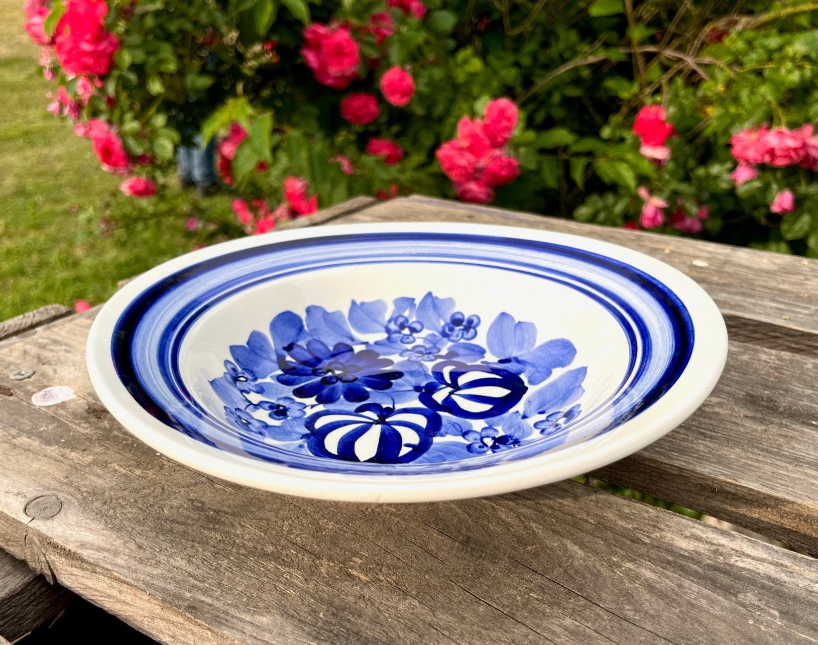 BLUE WHITE PLATE Hand Painted Blue Ceramic Wall Plate Blue - Etsy