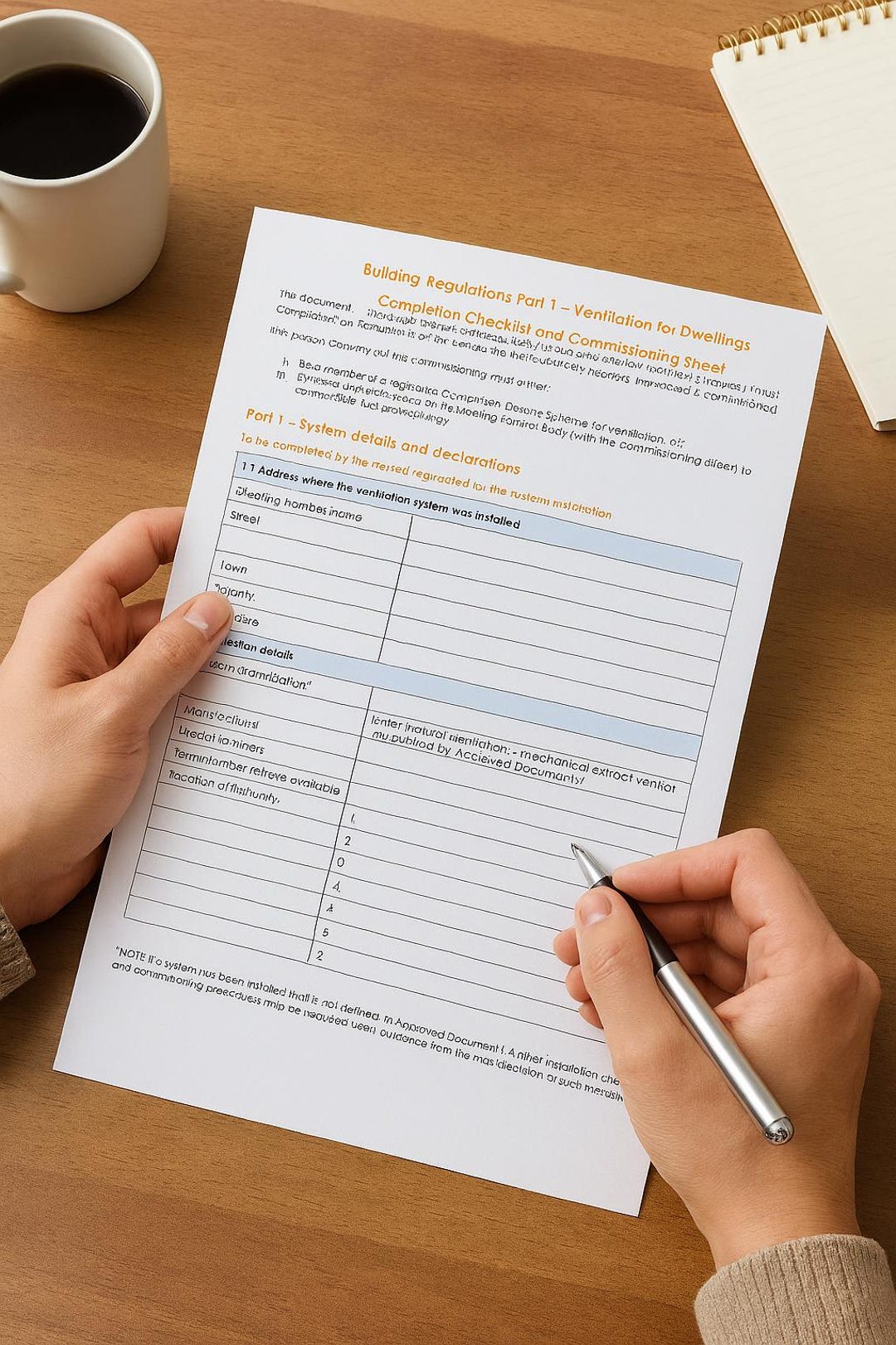 Fillable PDF – UK Building Regulations Part F Ventilation Commissioning ...