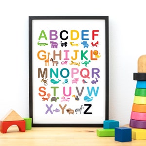 Animal Alphabet Poster Print, Baby Kids Room Wall Art, Children's ...