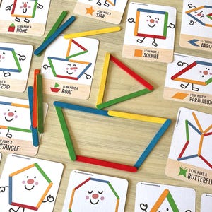 Popsicle Stick Shapes Activity,fun Learning Toddler Activity,preschool ...