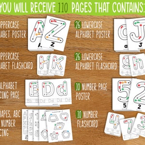 Alphabet Numbers Shapes Tracing, ABC Number Flashcards, Preschool ...