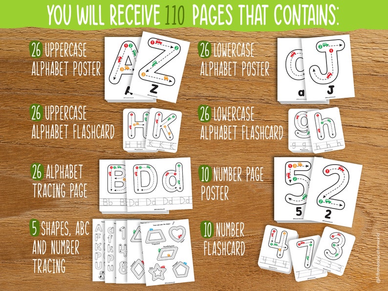 Alphabet Numbers Shapes Tracing, ABC Number Flashcards, Preschool ...