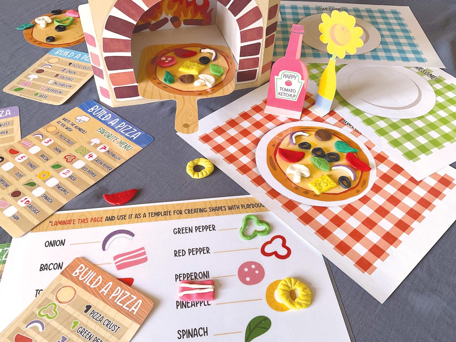 Make a Pizza Activity for Kids: Paper Craft and Play Dough Mats ...