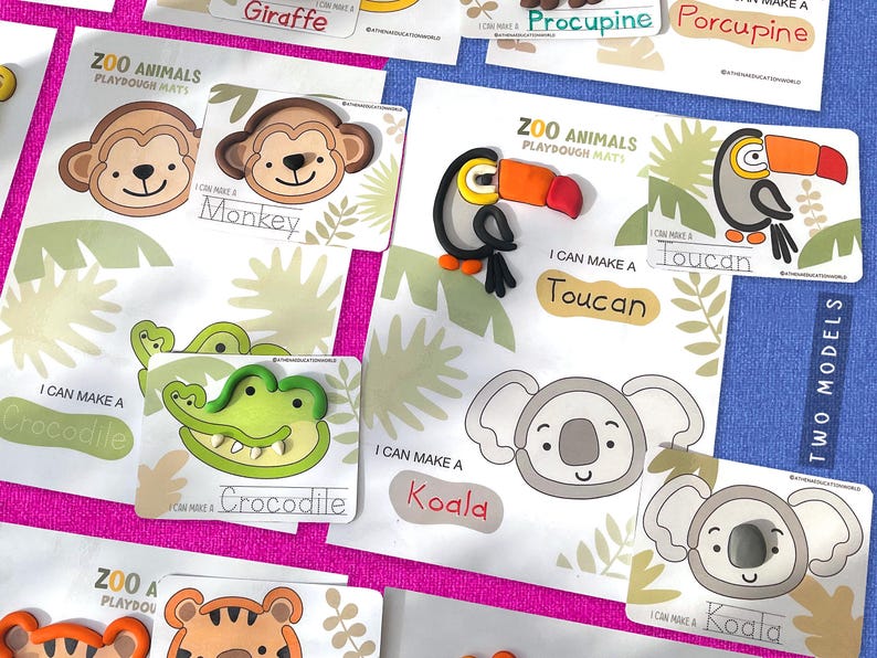 Zoo Animal Playdough Mats,preschool Fine Motor Activity, Montessori ...