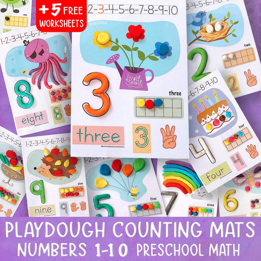 Playdough Counting Mats 1-10 Printable, Preschool Math Activity ...