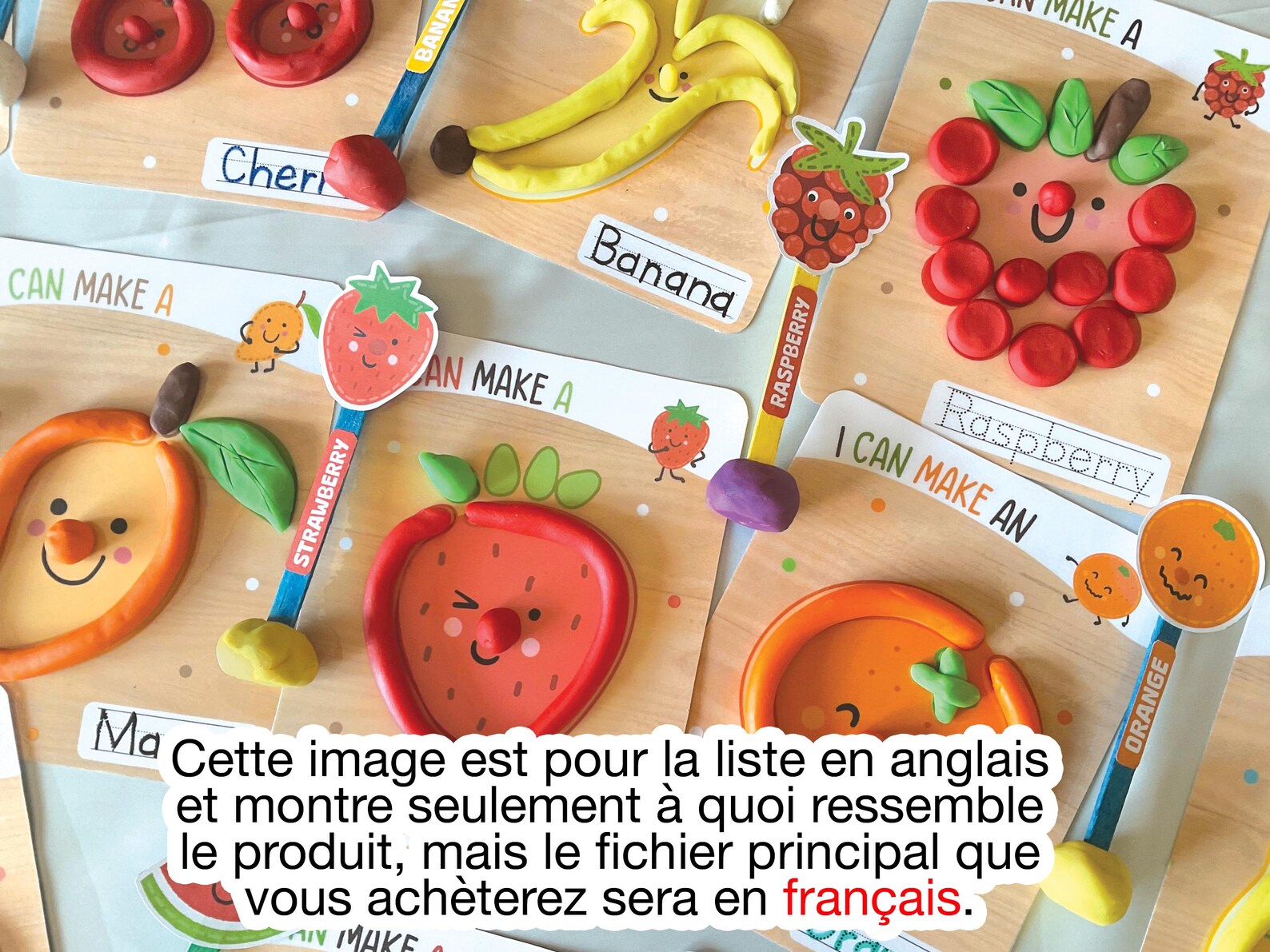 French Playdough Mats Fruits Printable,fun Activity for Kids,learn ...