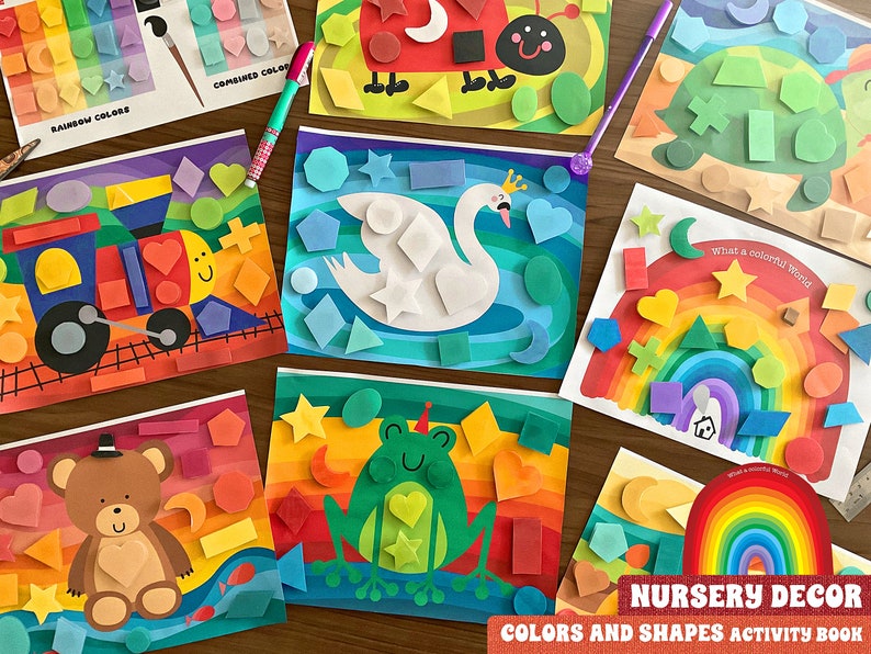 Art for Kids Colors and Shapes Activity Book Velcro Game - Etsy