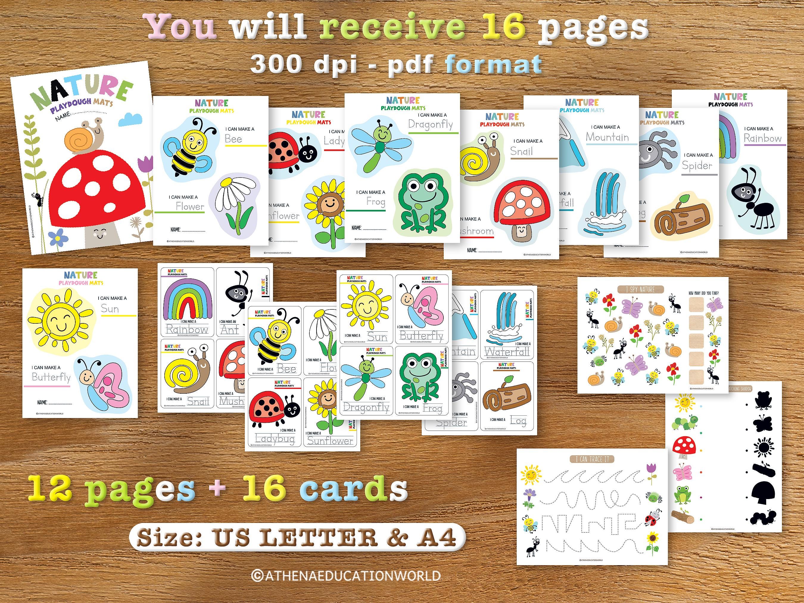 Nature Playdough Mats, Fun Play Doh Activities for Kids, Printable Fine ...
