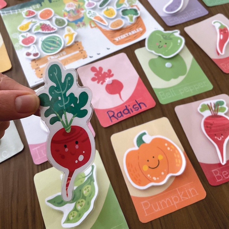 Cute Fruits and Vegetables Flashcard and Worksheet, Printable ...