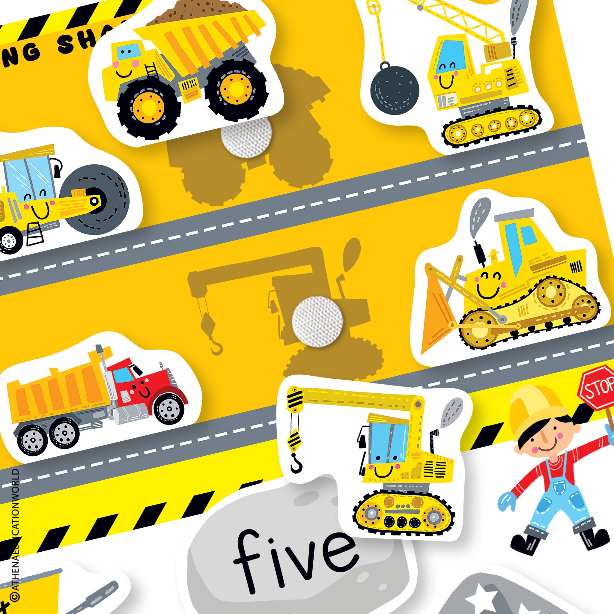 Construction Counting Worksheet, Number Tracing Activity, Trucks Number ...