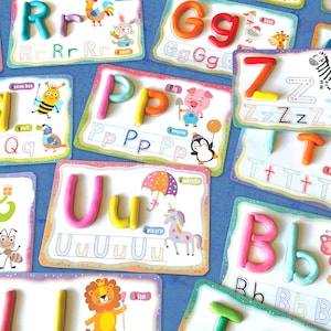 Alphabet Playdough Mats for Kids, Toddler Letter Tracing Mats ...