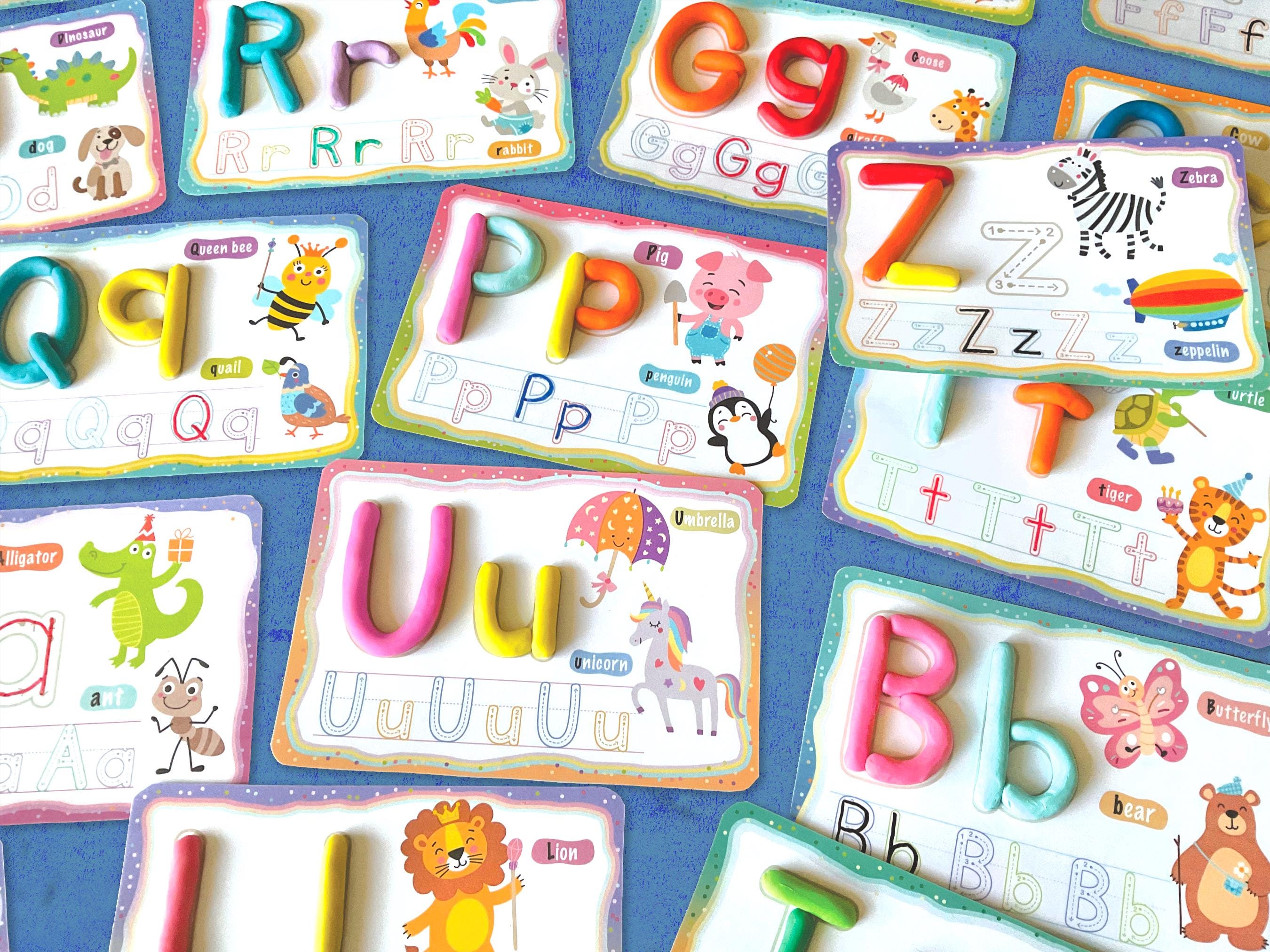 Alphabet Playdough Mats for Kids, Toddler Letter Tracing Mats ...