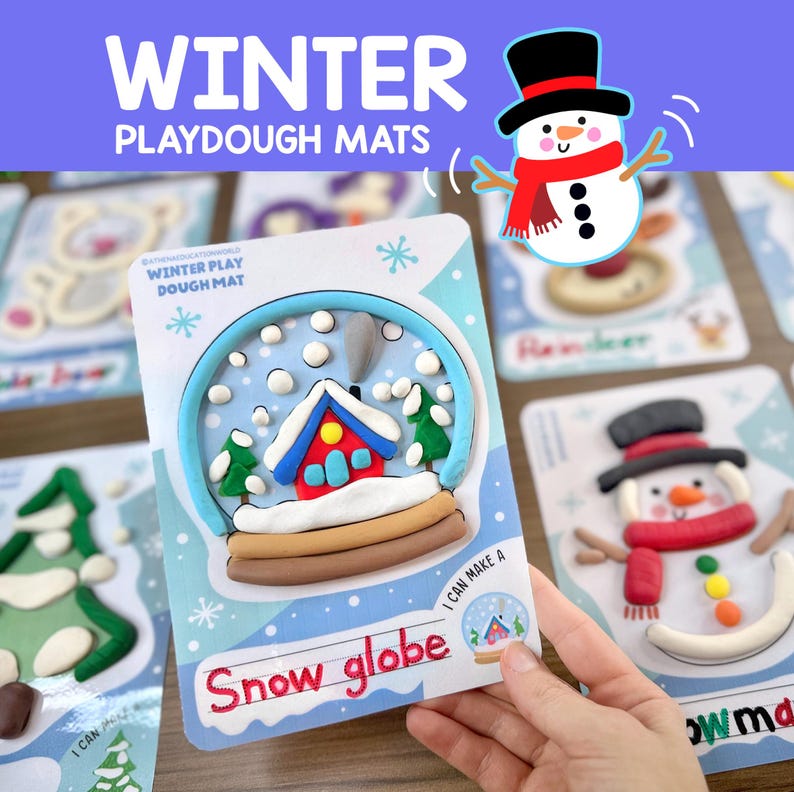 Winter Playdough Mats for Kids, Fun Christmas Fine Motor Activity ...